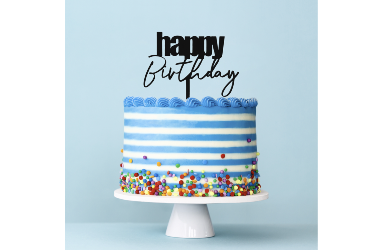 Cursive Happy Birthday Cake Topper - Miss Biscuit