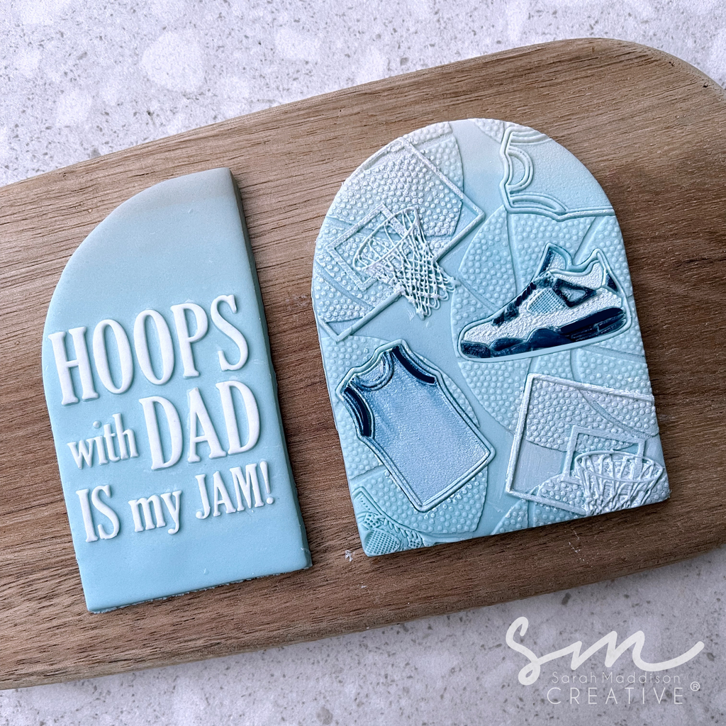 Hoops With Dad is My Jam Cookie Stamp by Sarah Maddison - Miss Biscuit