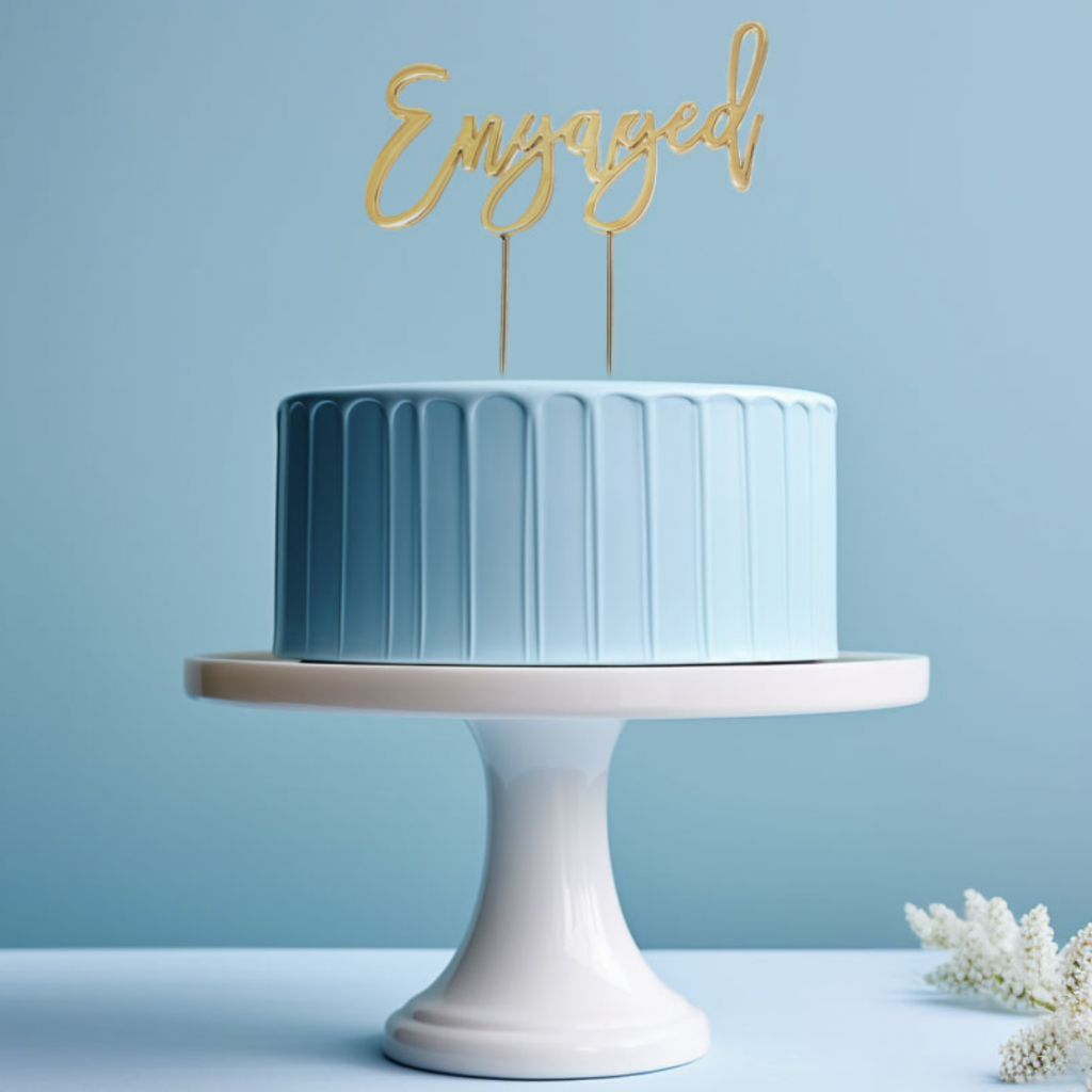 Gold Engaged Cake Topper - Miss Biscuit