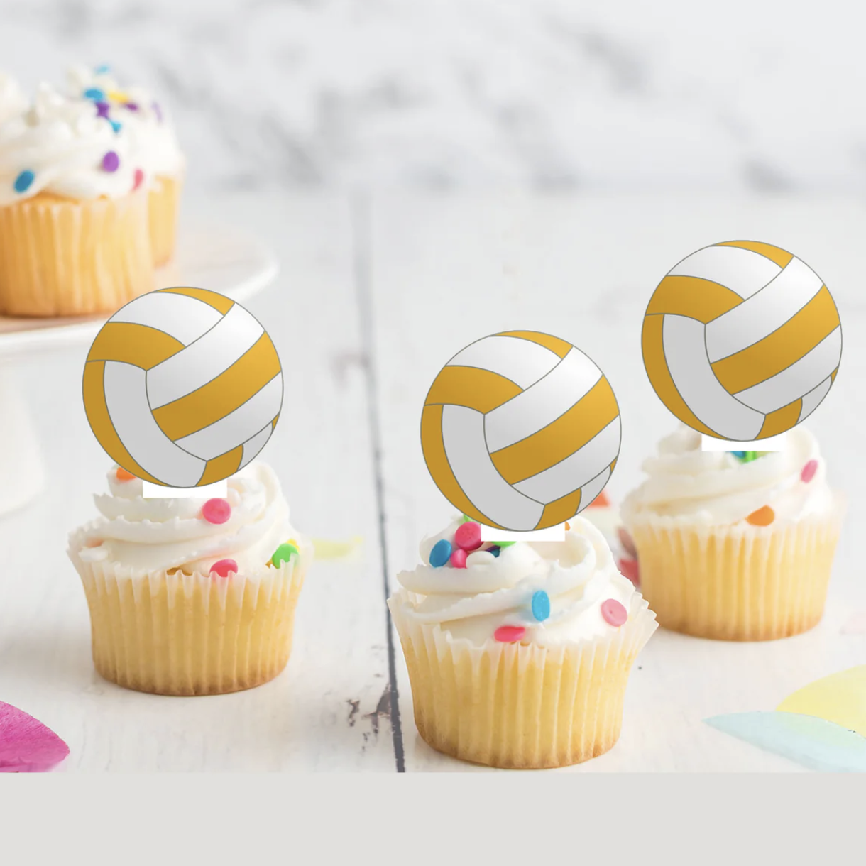 Netball Pre-cut Edible Wafer Toppers - 12 Pack - Miss Biscuit